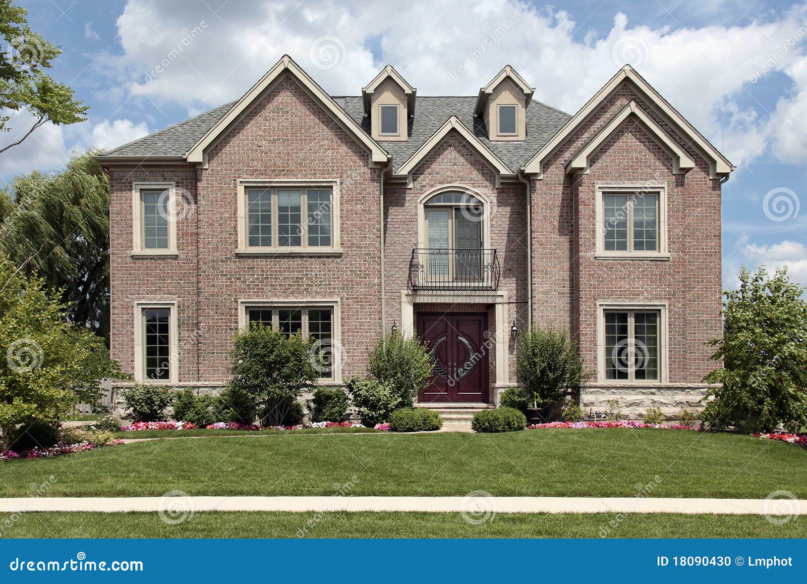 Brick Home with Front Balcony Stock Photo - Image of expensive ...