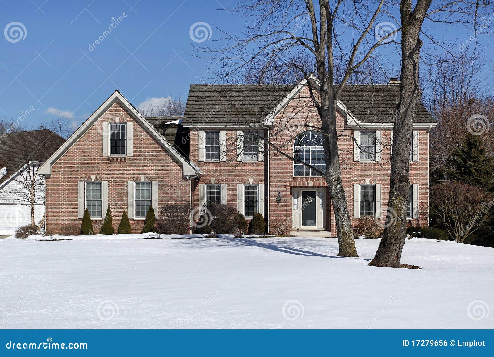 Brick home in winter stock photo. Image of construction - 17279656