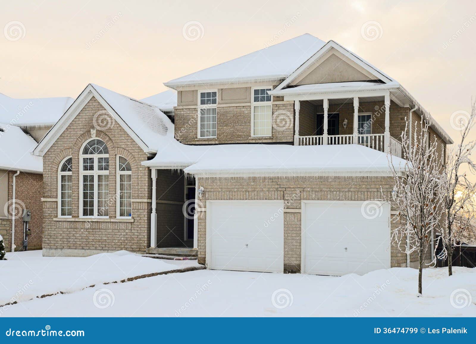 Brick home in Winter stock image. Image of cold, frozen - 36474799