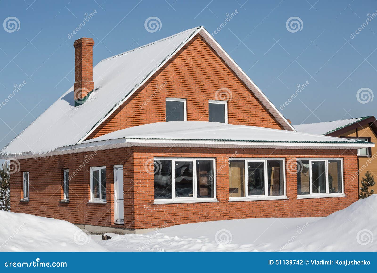 Brick house stock photo. Image of exterior, homes, snow - 51138742