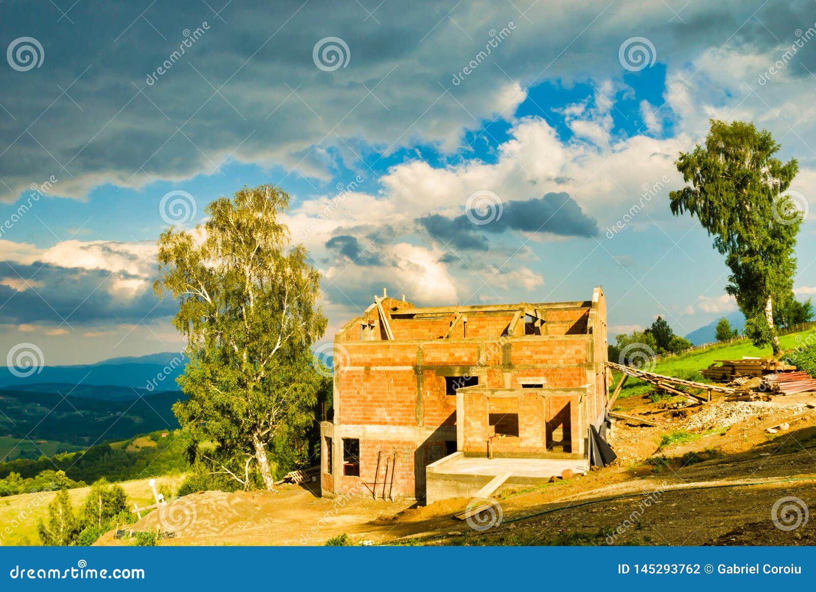 Brick House Built in the Mountains. Stock Photo - Image of tile, work ...