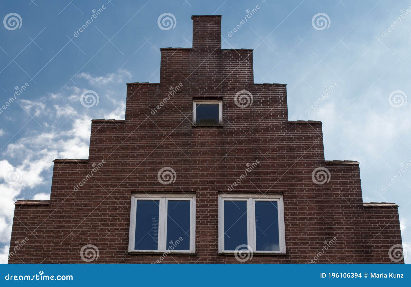 Brick House in Germany with a Stepped Roof Stock Photo - Image of ...