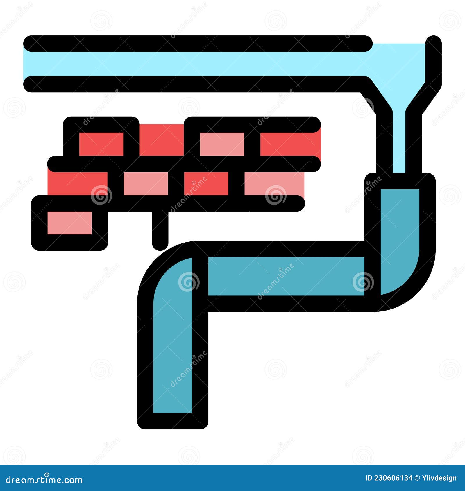 House With Gutter Roof With Rain Puddle Cartoon Illustration Isolated ...