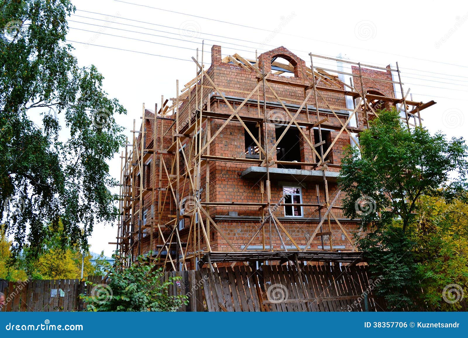Brick House Under Construction Stock Photo - Image of plan, detail ...
