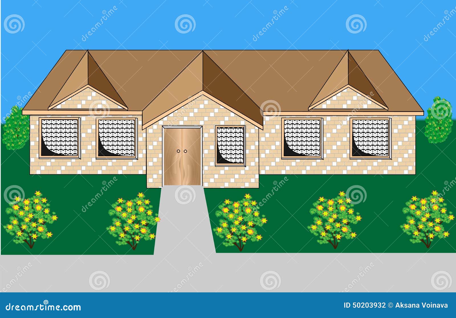 Brick house vector stock vector. Illustration of path - 50203932