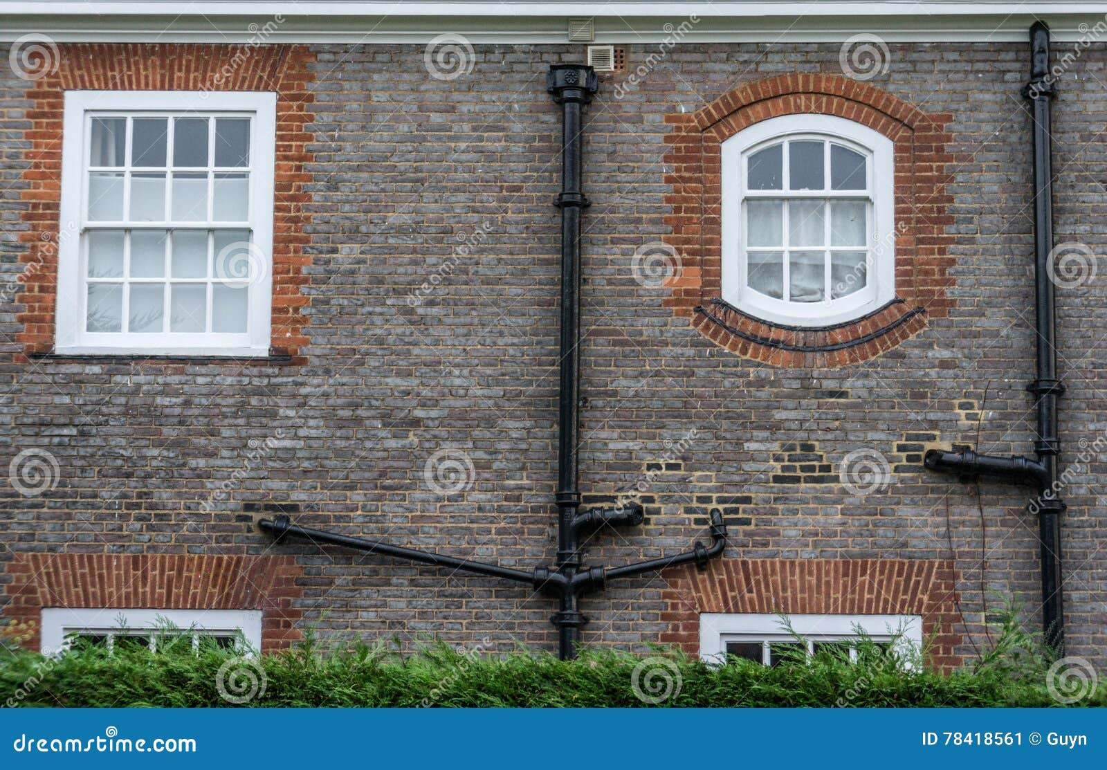 Brick house with windows stock image. Image of british - 78418561