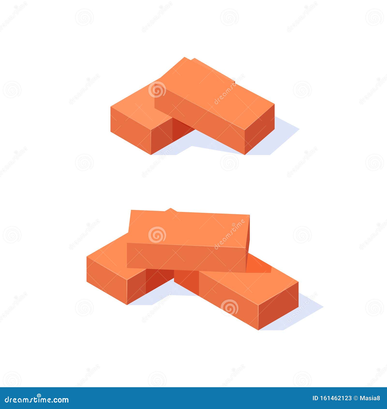 Brick Isometric Icons in Flat Style, Vector Stock Vector - Illustration ...