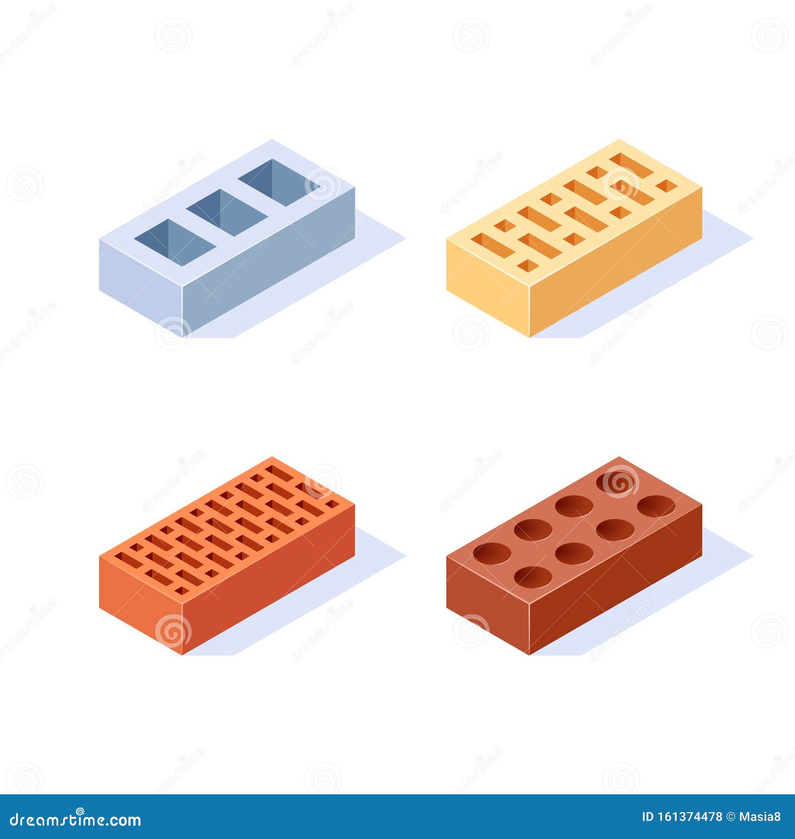 Brick Isometric Icons in Flat Style, Vector Stock Vector - Illustration ...