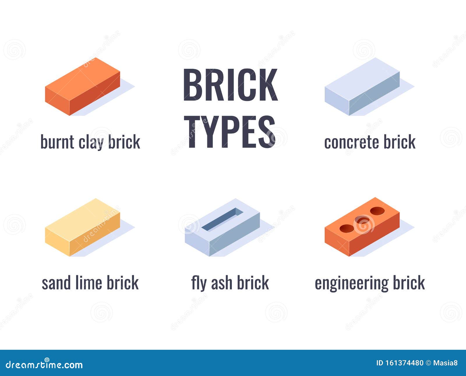 Brick Isometric Icons in Flat Style, Vector Stock Vector - Illustration ...