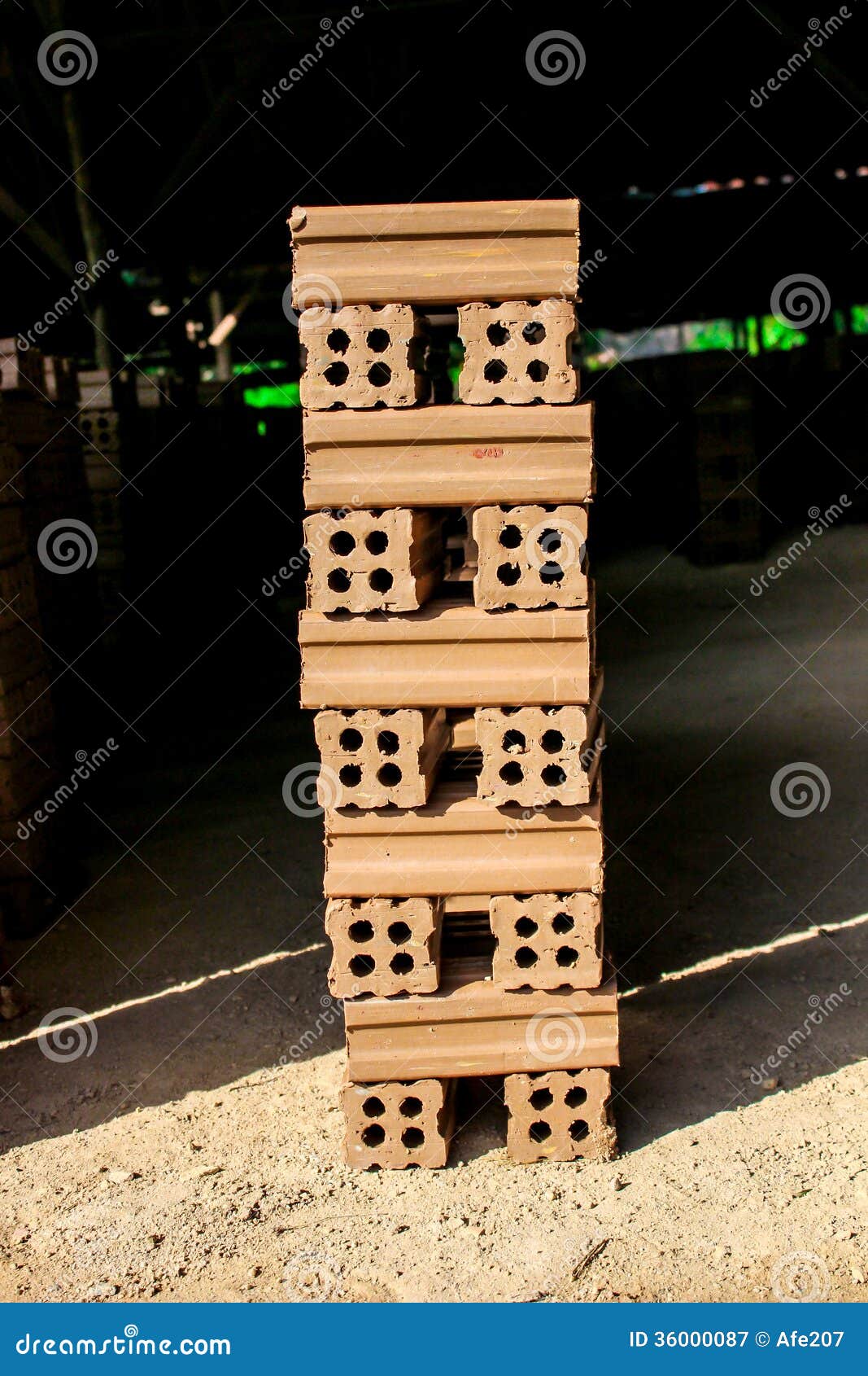 Brick Kiln. Collection Set of Red Bricks Stack in Oven Factory B Stock ...