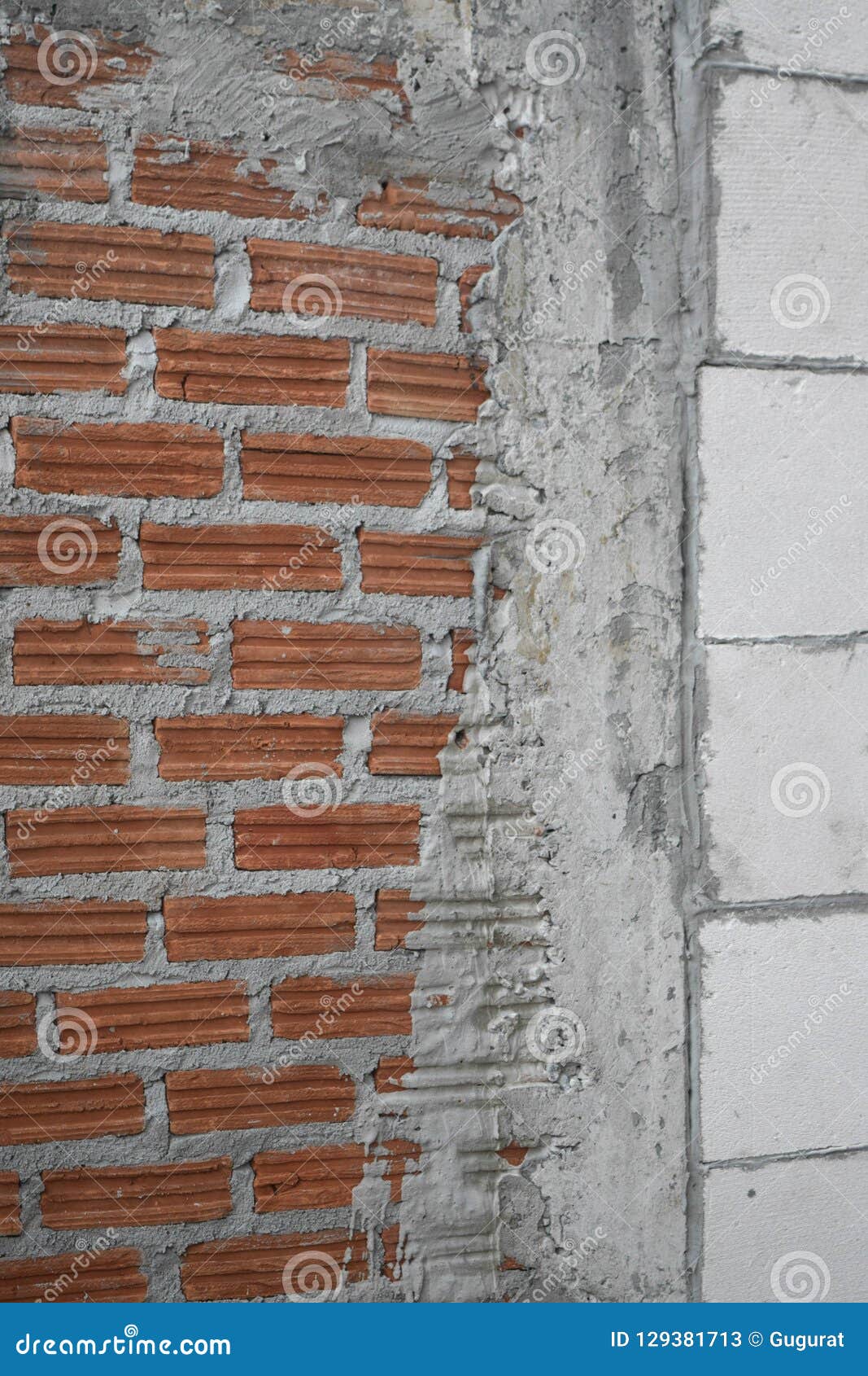 Brick Layer and Cement Brick on Construction on Background Stock Image ...
