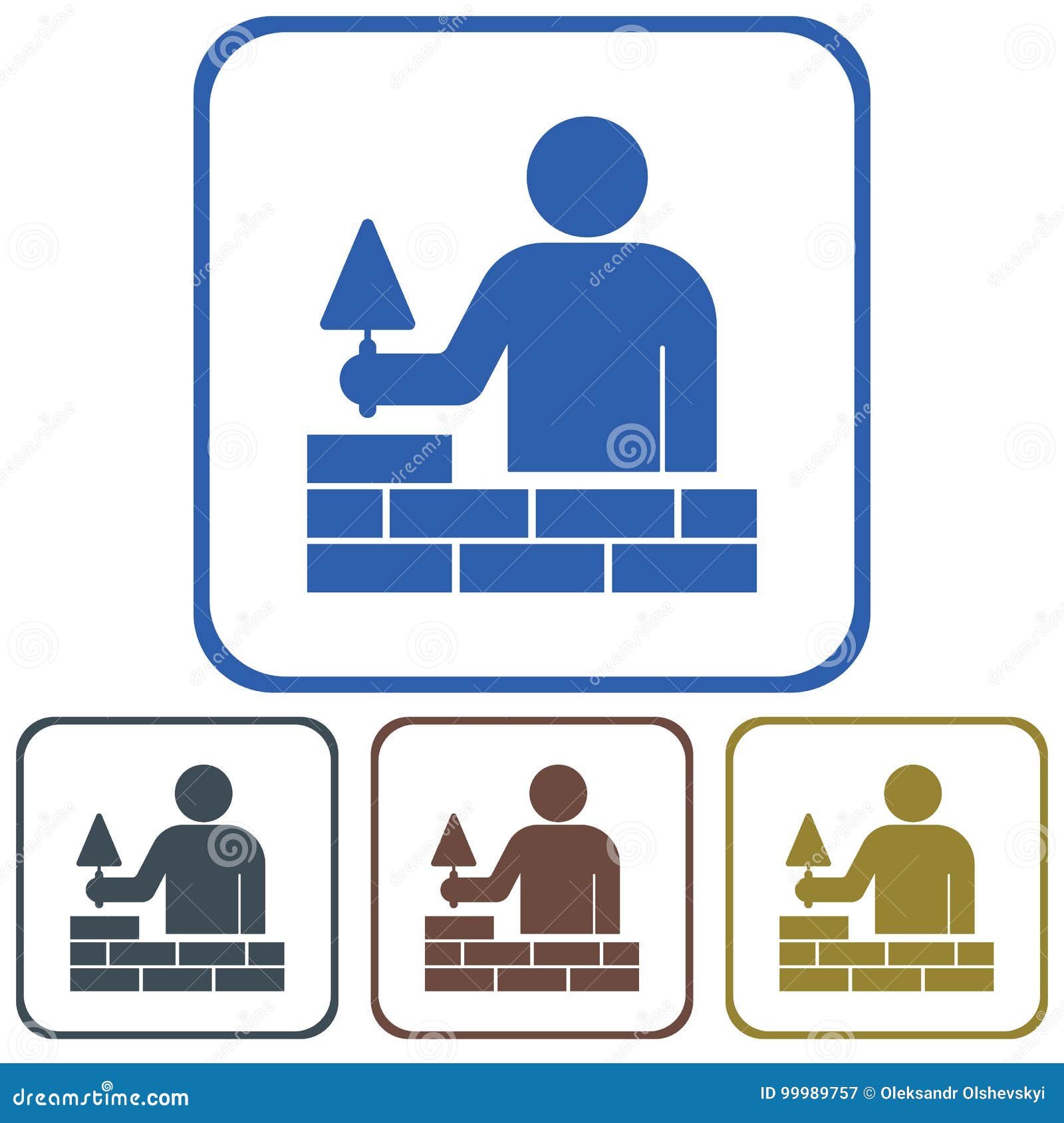 Brick Layer Tiler Mason Worker with Trowe Stock Vector - Illustration ...