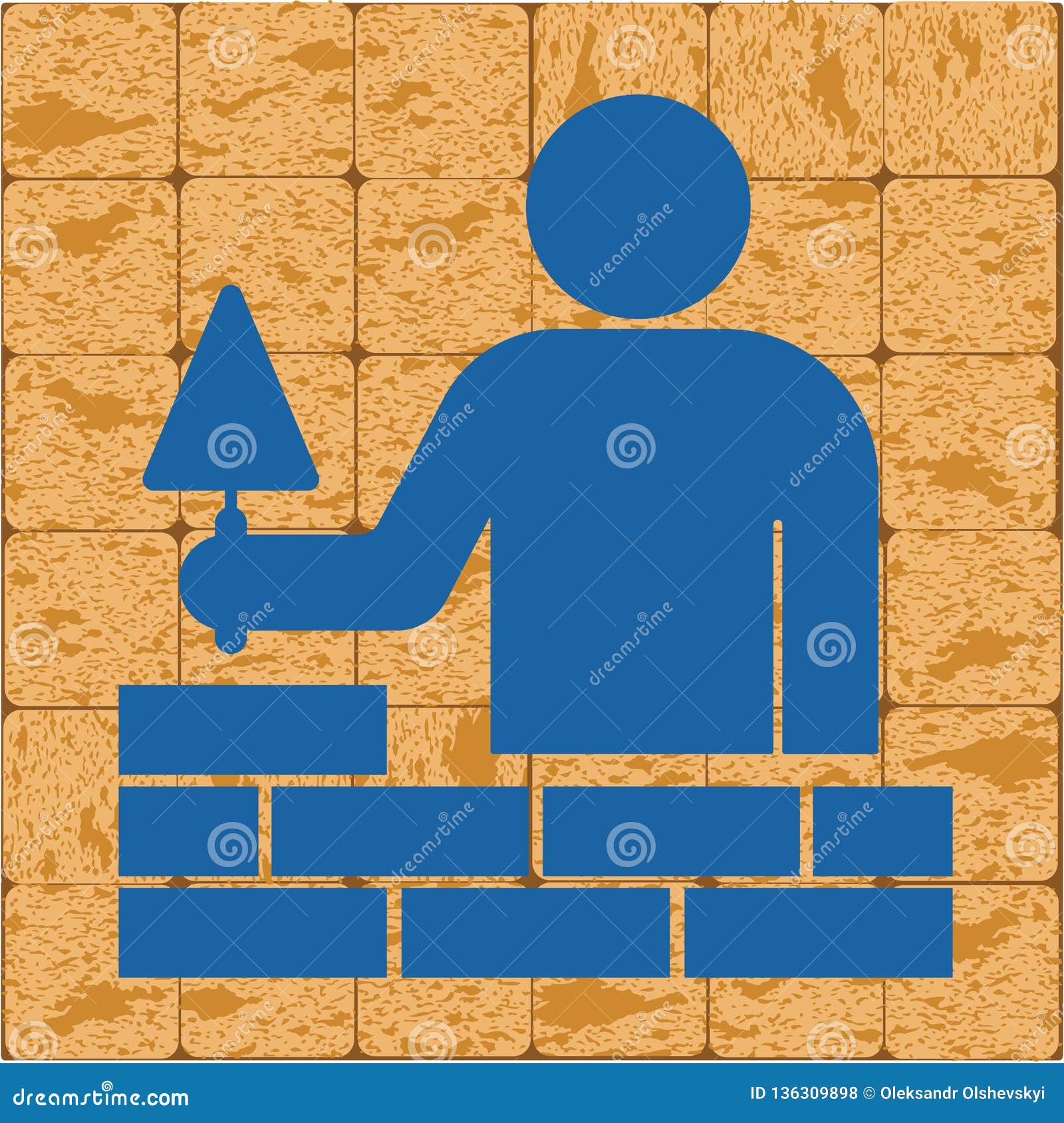 Brick Layer Tiler Mason Worker with Trowe Stock Vector - Illustration ...