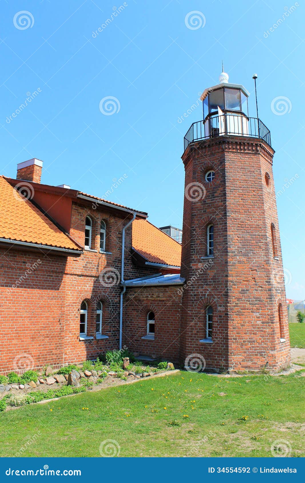 Brick lighthouse stock photo. Image of security, recreation - 34554592