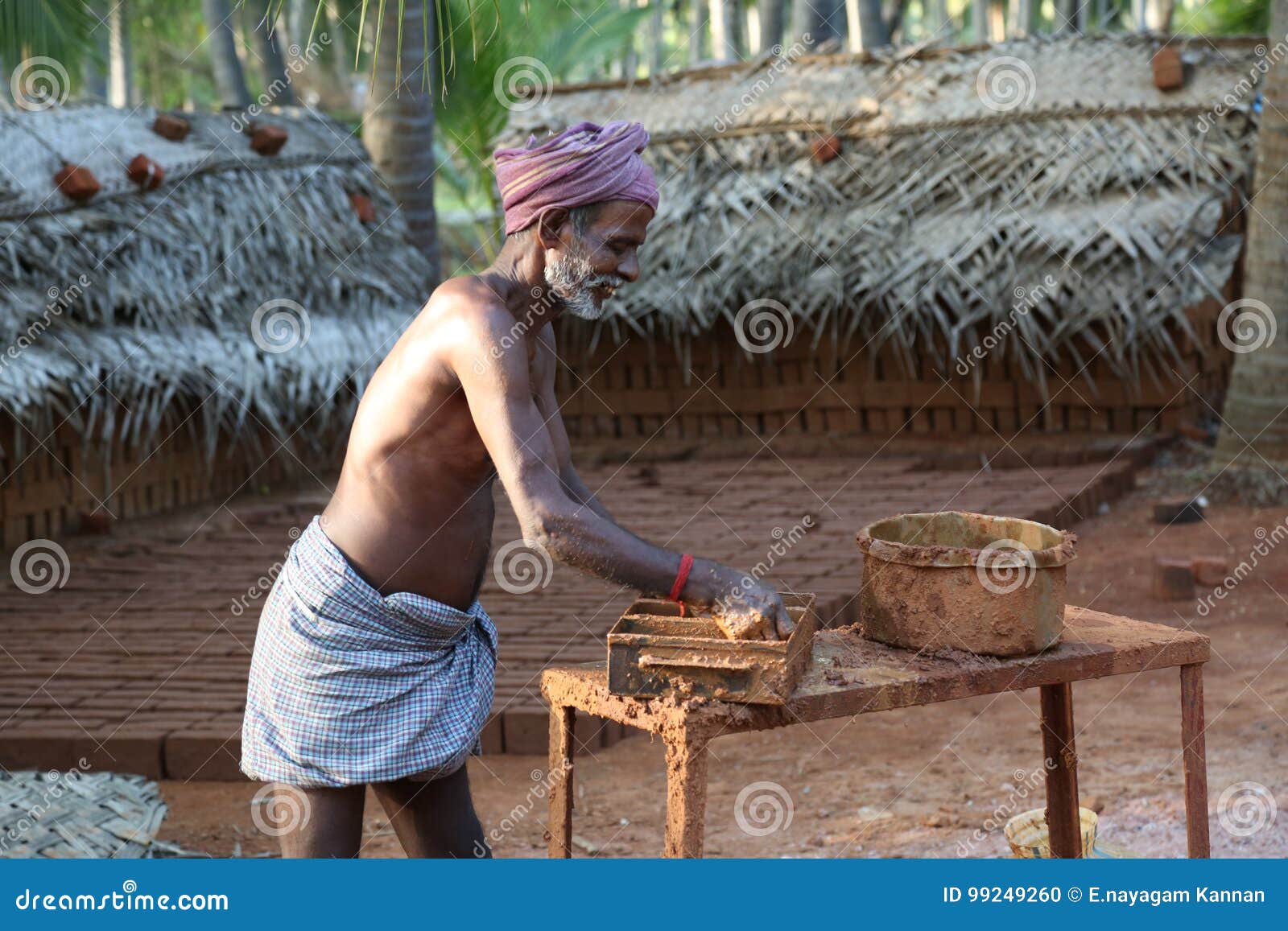 Brick Maker is Busy with Making Brick Using Claysand Editorial Image ...