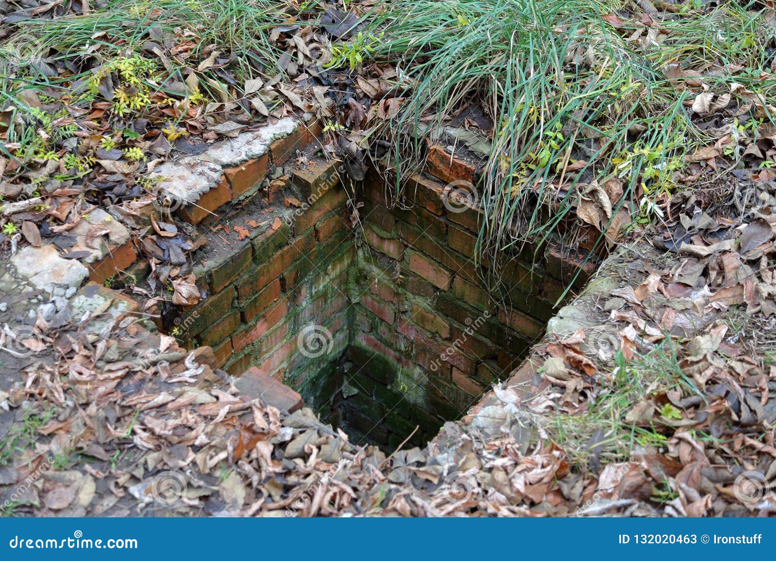 Brick manhole in the grass stock image. Image of background - 132020463