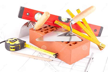 Brick and Mason Construction Tools Stock Image - Image of equipment ...