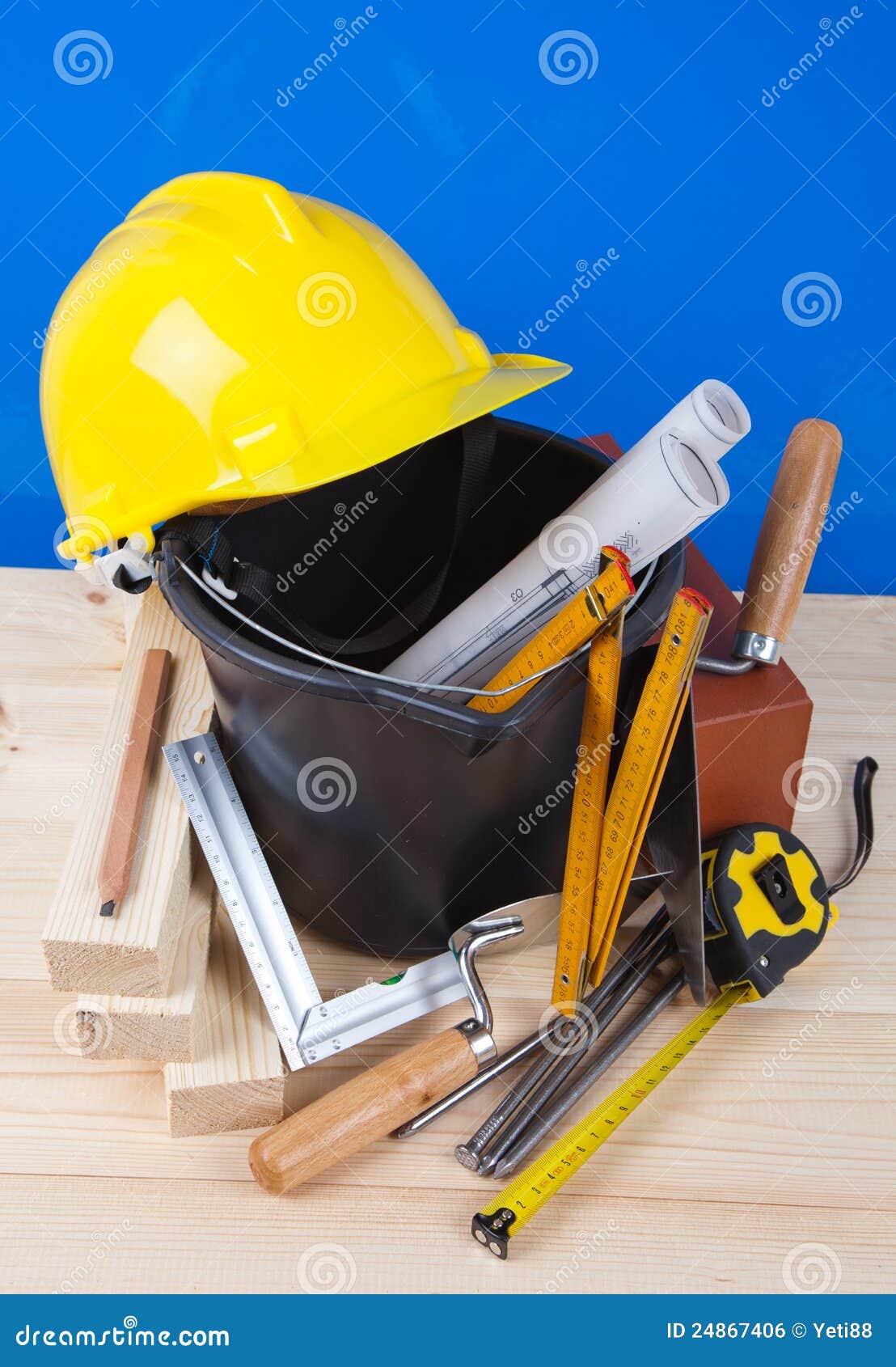 Brick and Mason Construction Tools Stock Photo - Image of construction ...