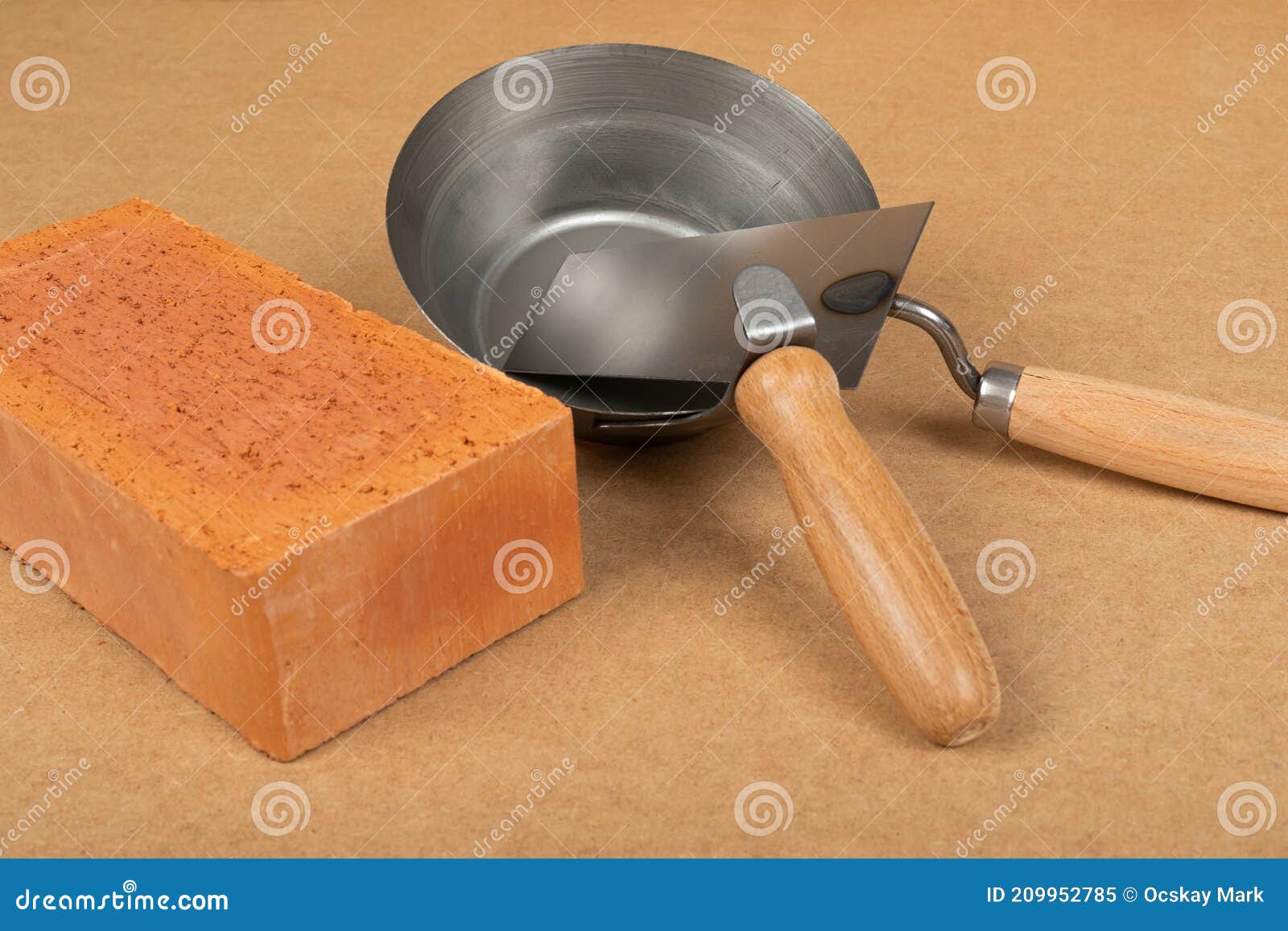 Brick and mason tools stock image. Image of constructor - 209952785