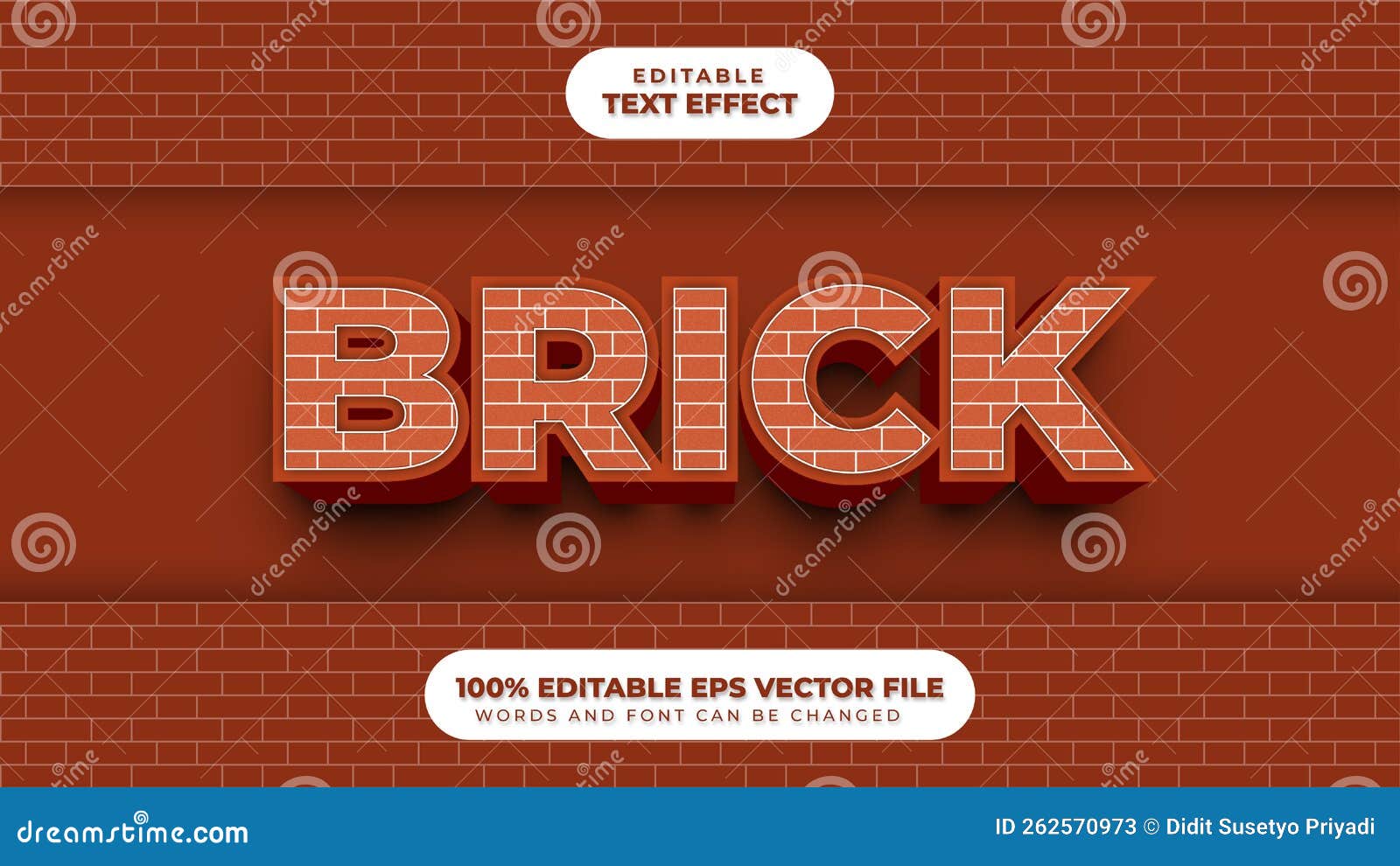 Brick 3D Text Effect, Editable Text Effect Stock Vector - Illustration ...
