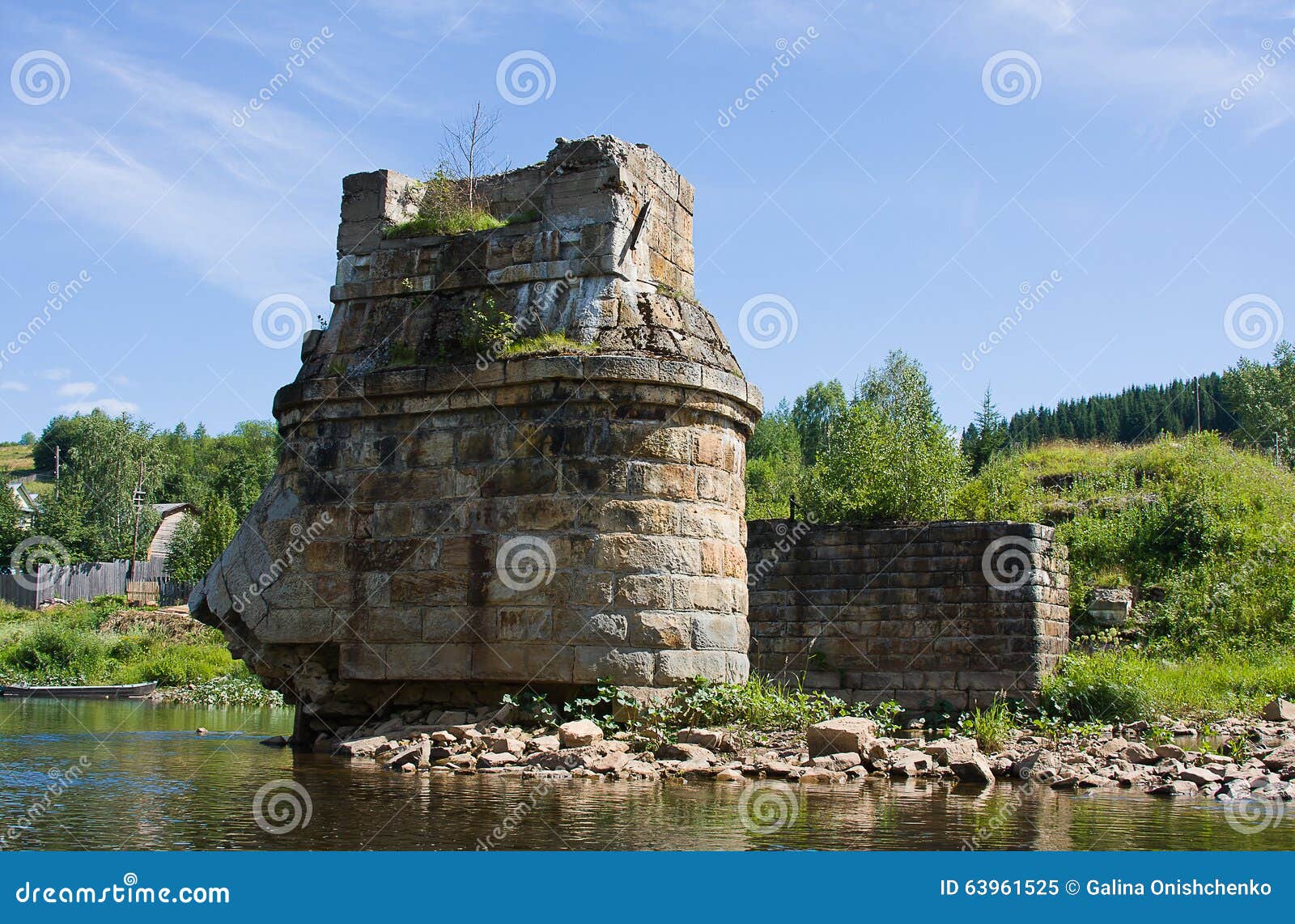 Brick Old Building is in Water Stock Image - Image of river, nature ...