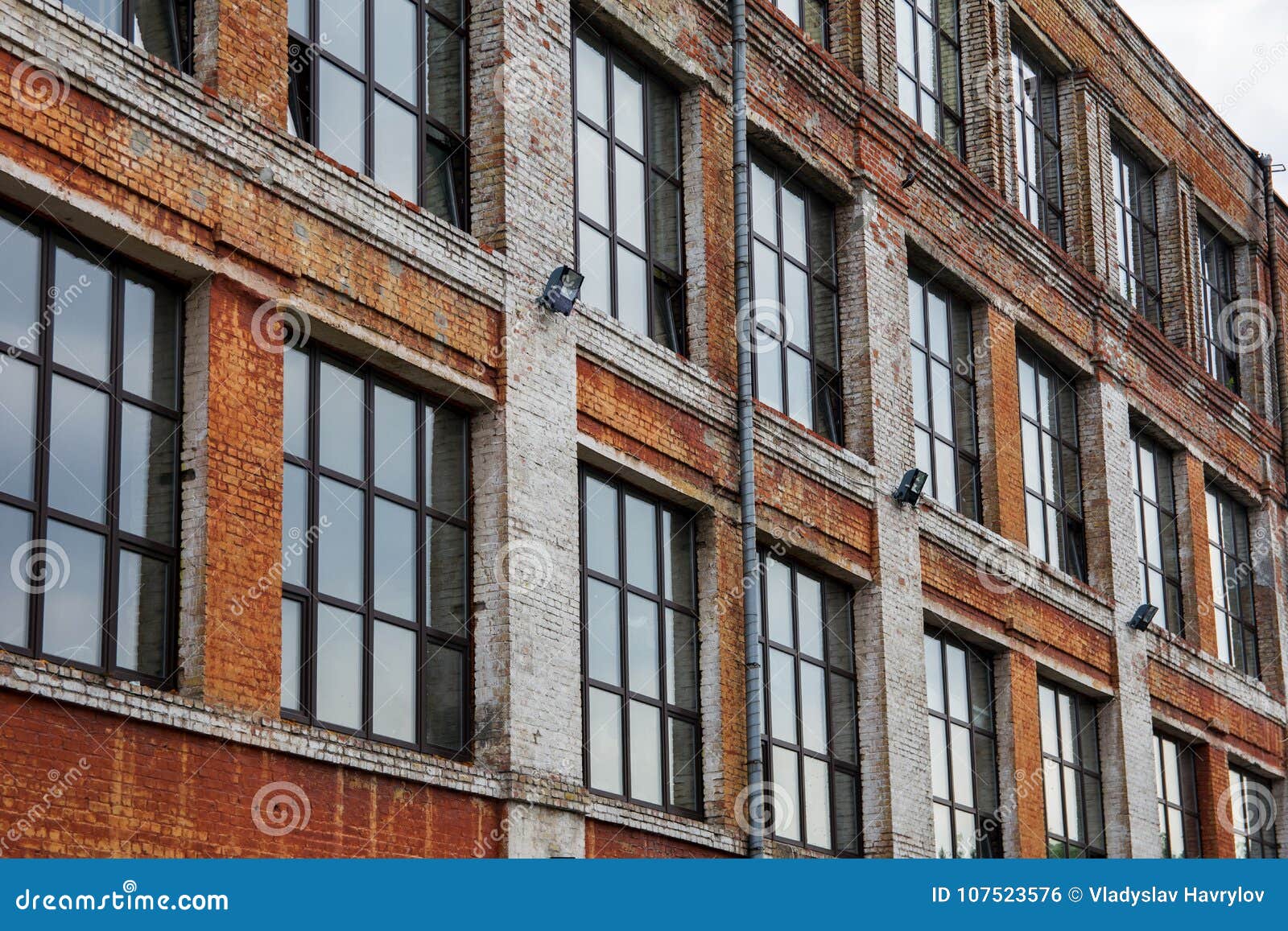 Brick Old Building with Windows Stock Photo - Image of design, exterior ...