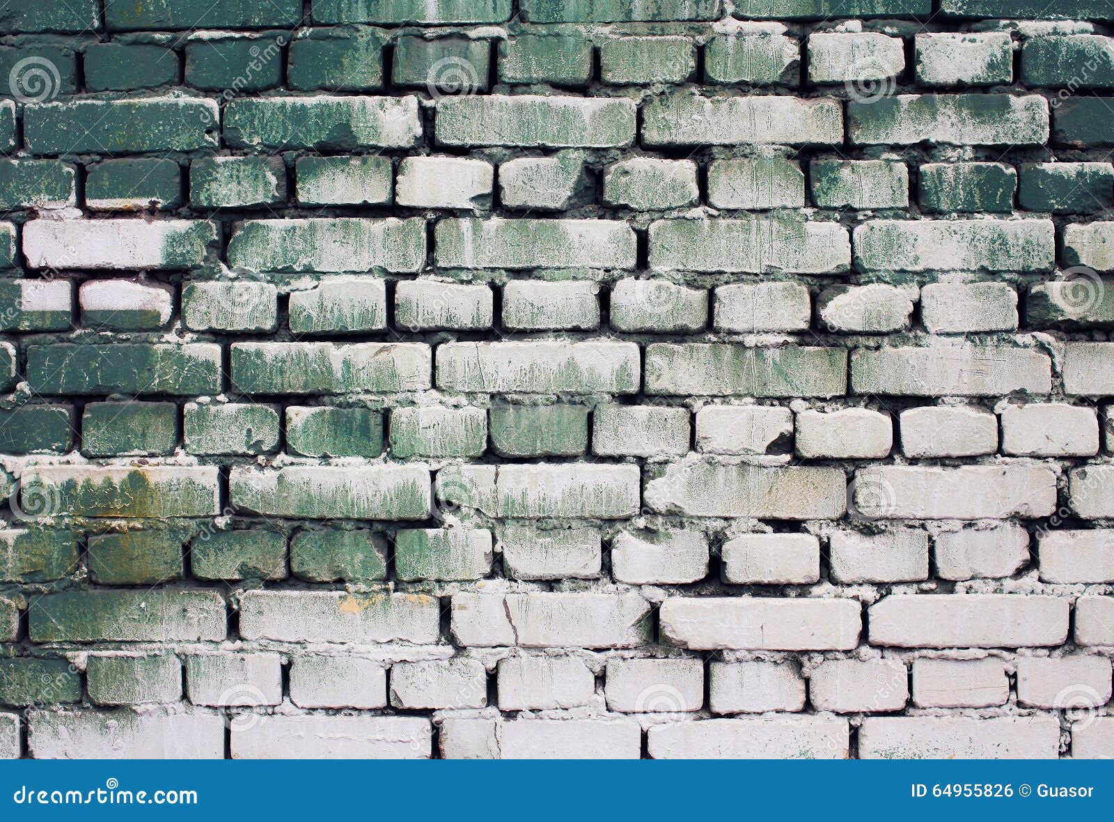 Brick Old Wall Texture with Gradient Paint Green White Colors for ...