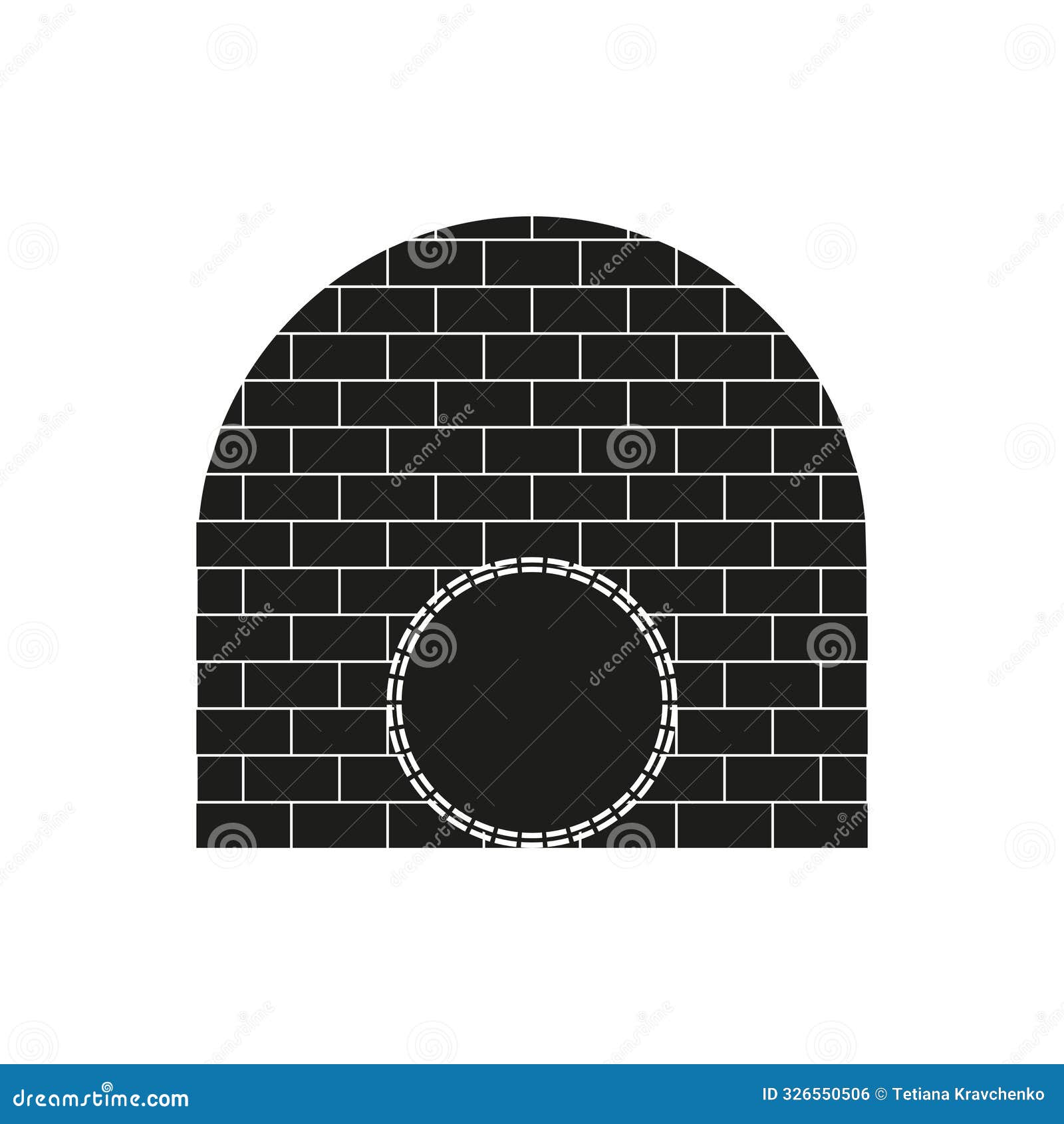 Brick Oven Icon. Semi-circle Structure. Black and White. Vector ...