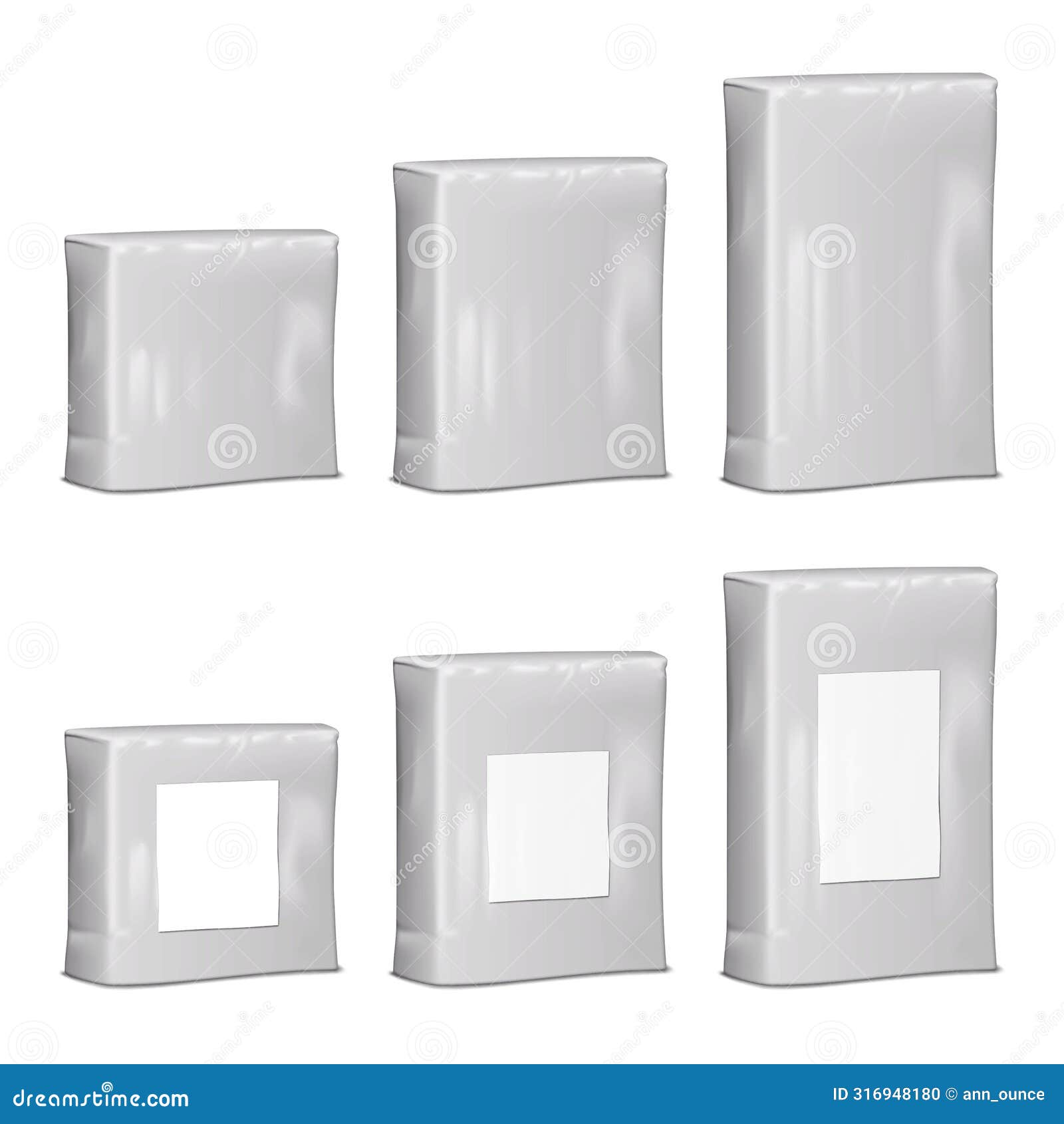 Brick Pack Bag with Blank White Label Mock-up. Square Pouch Packaging ...