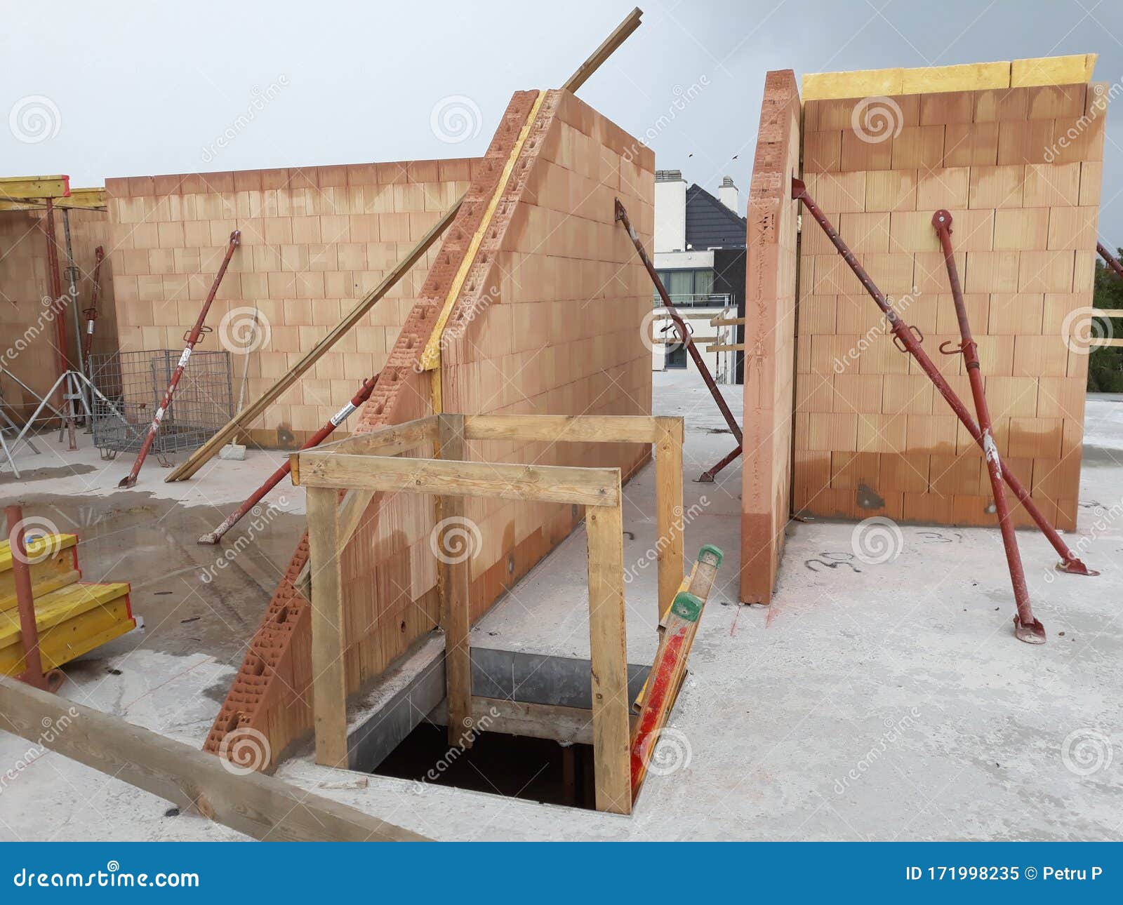 Brick Partitions Construction Stock Image - Image of background ...