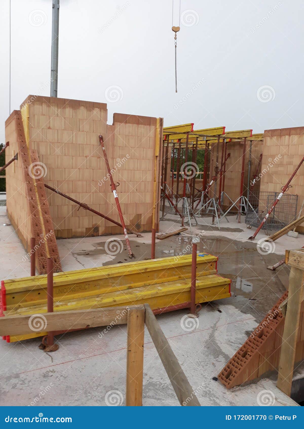 Brick Partitions Construction Stock Photo - Image of wall, wooden ...