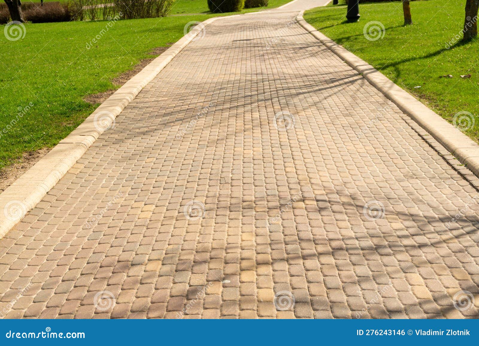 Brick Path or Sidewalk with Perspective Going into the Distance. Long ...