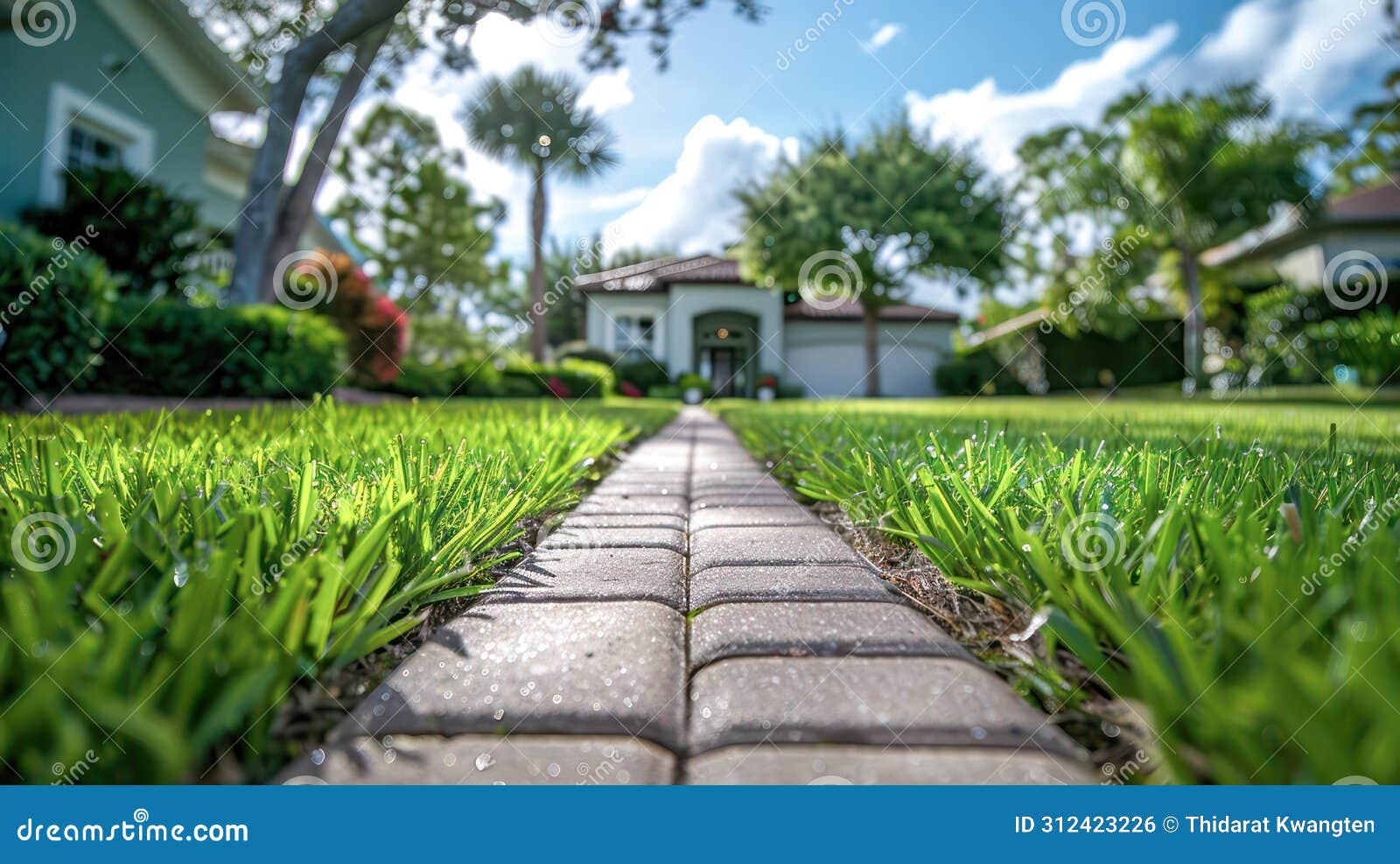 Brick Path or Sidewalk with Perspective Going into the Distance with ...
