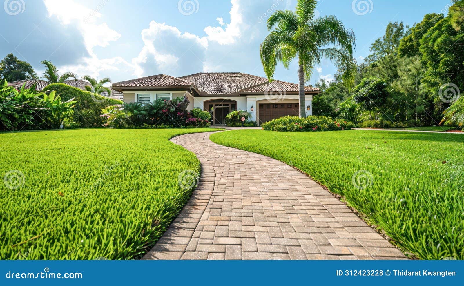 Brick Path or Sidewalk with Perspective Going into the Distance with ...