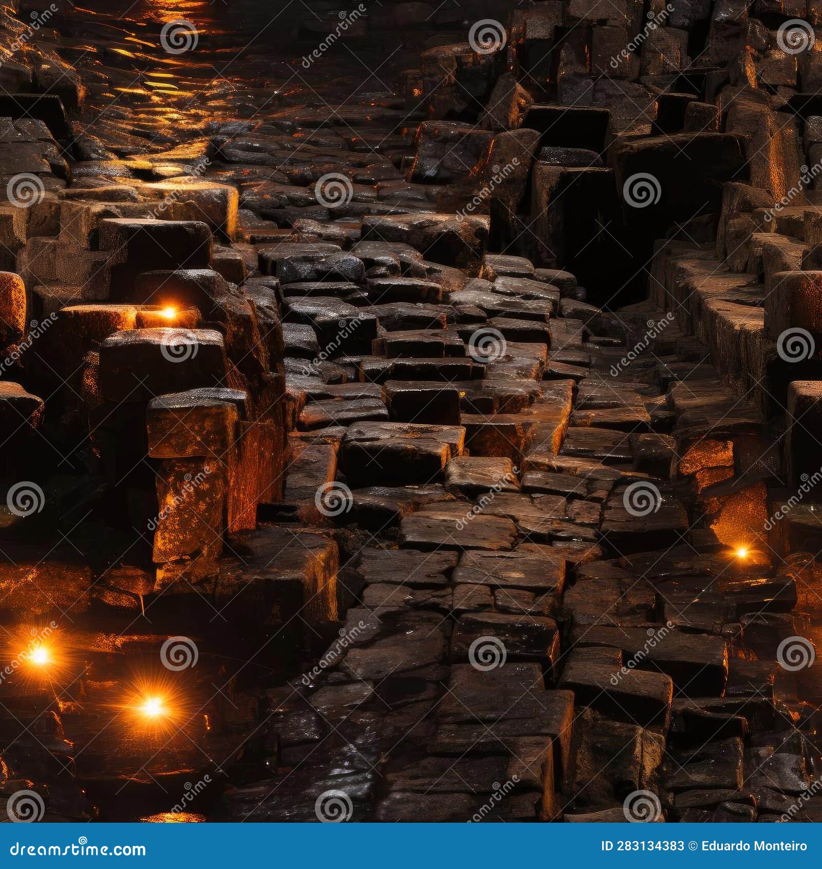 Brick Pathway with Candlelight in a Dystopian Landscape (tiled Stock ...