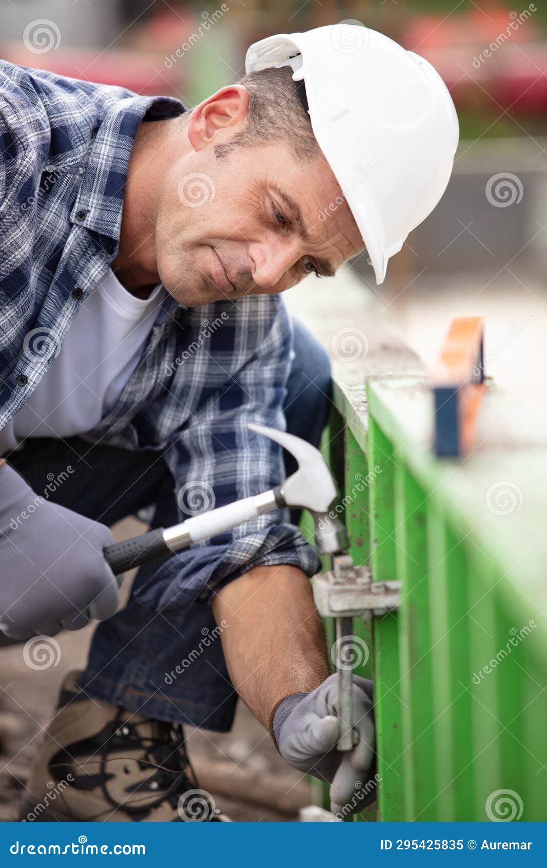 Brick Pathway Paving by Professional Paver Worker Stock Image - Image ...