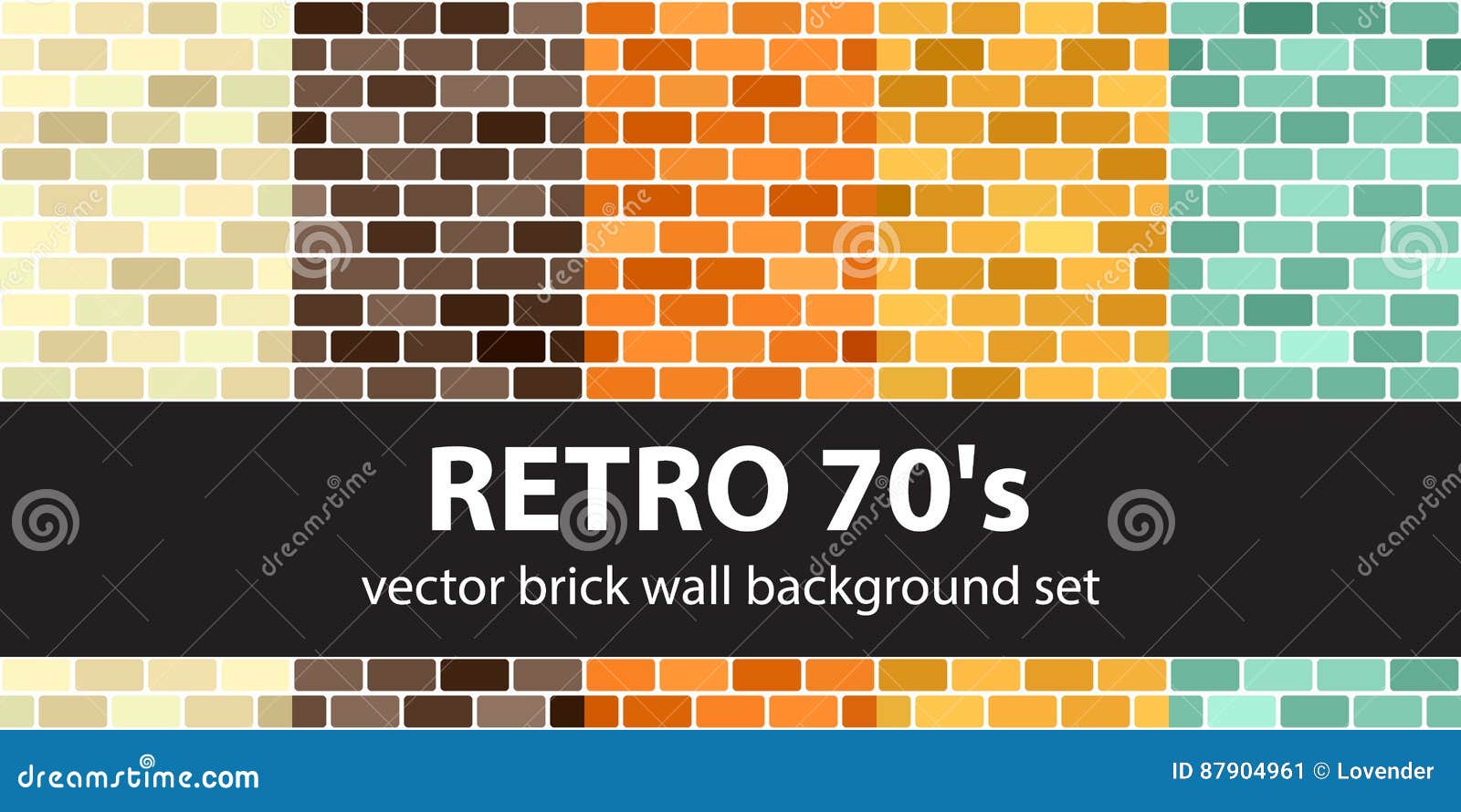 Brick Pattern Set Retro 70`s Stock Vector - Illustration of pattern ...