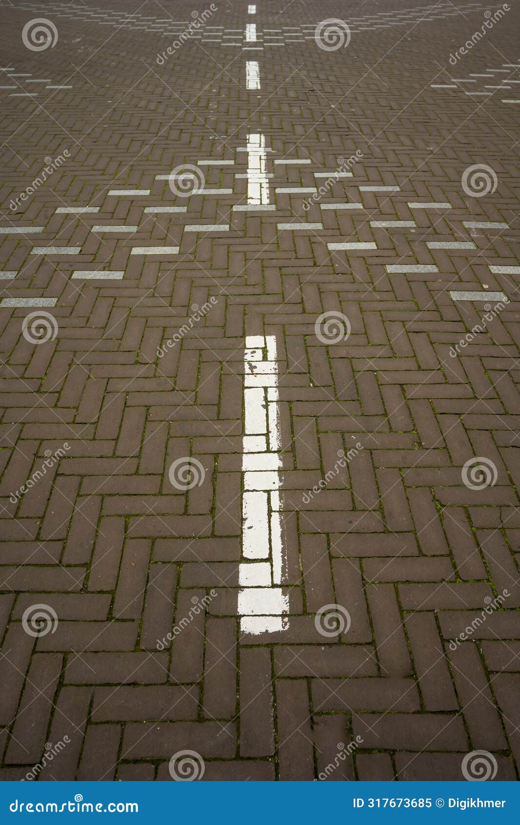 Brick Pavement with Road Signs and Patterns Stock Image - Image of ...
