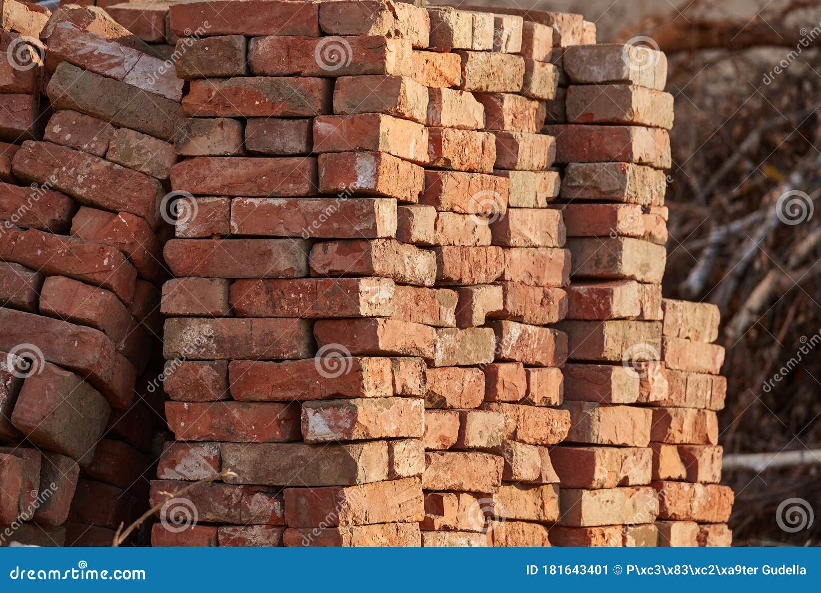 Brick piles stacked up stock image. Image of build, texture - 181643401