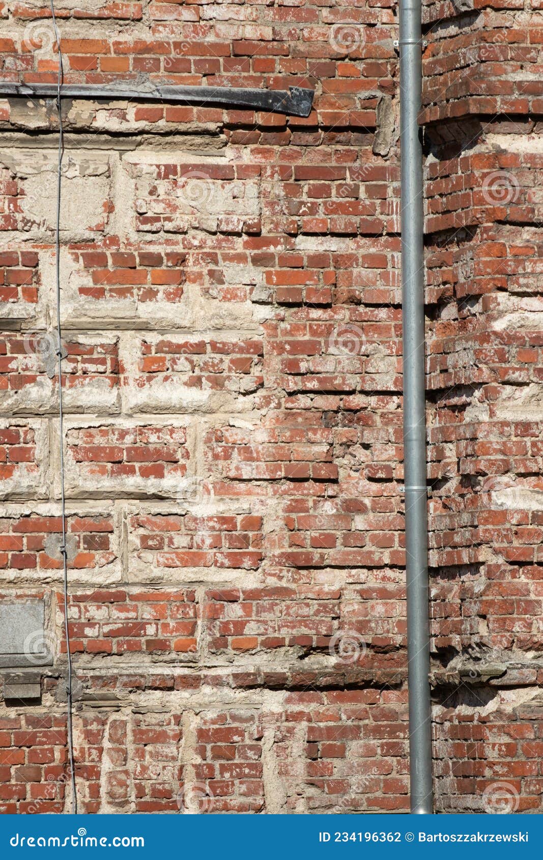 Brick and Plaster Wall Dirty and Gray Stock Photo - Image of gray ...