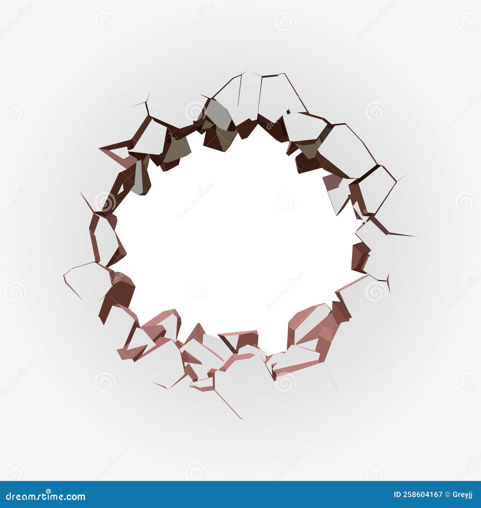 Brick Plastered Wall with a Broken Hole Stock Vector - Illustration of ...