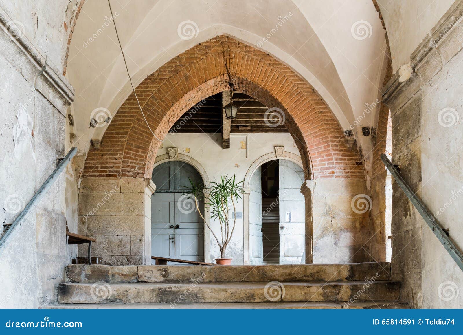 Brick Pointed Arch in an Ancient Benedictine Monastery. Stock Image ...
