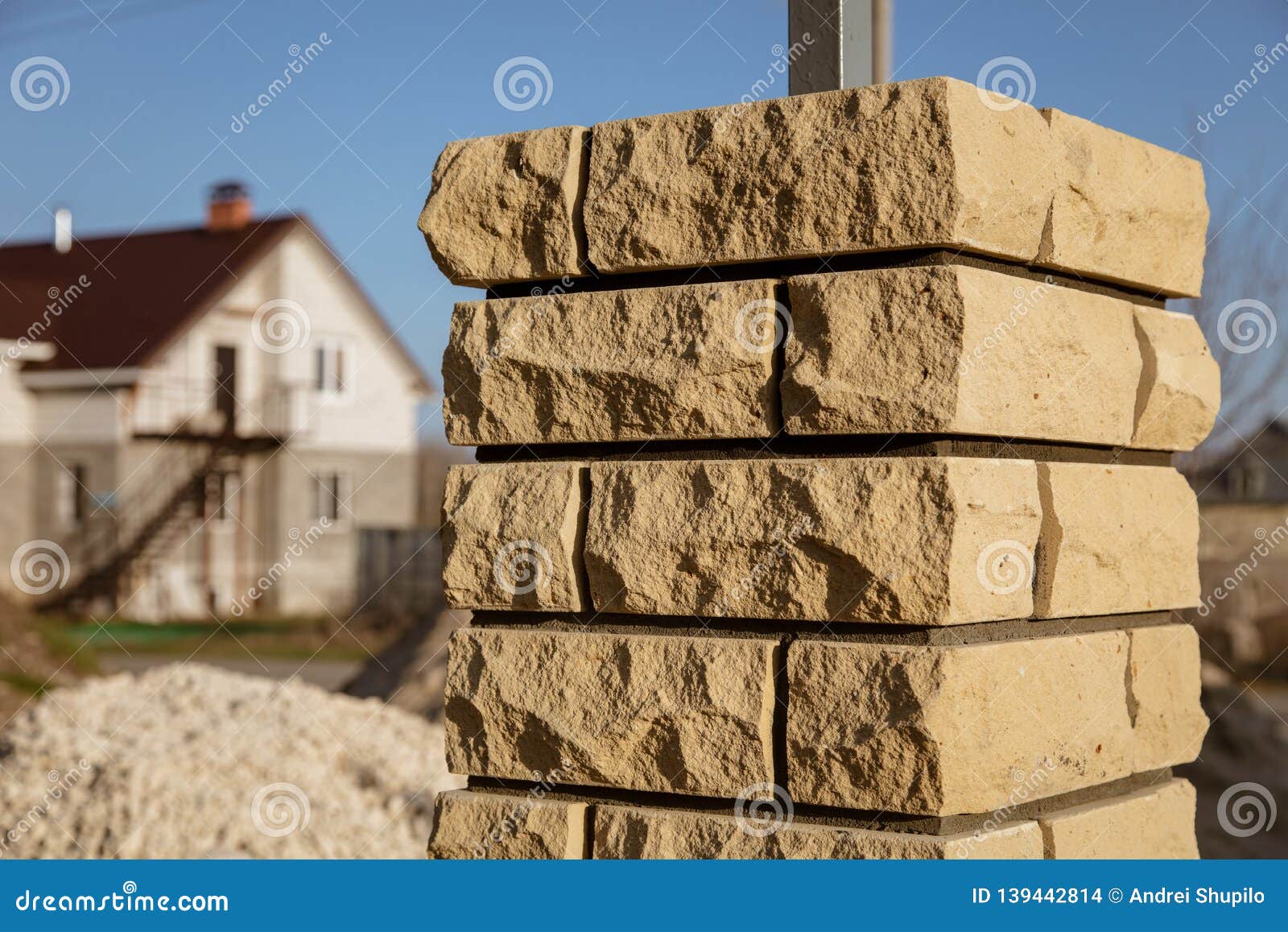 Brick Posts on a Fence As a Background Stock Photo - Image of house ...
