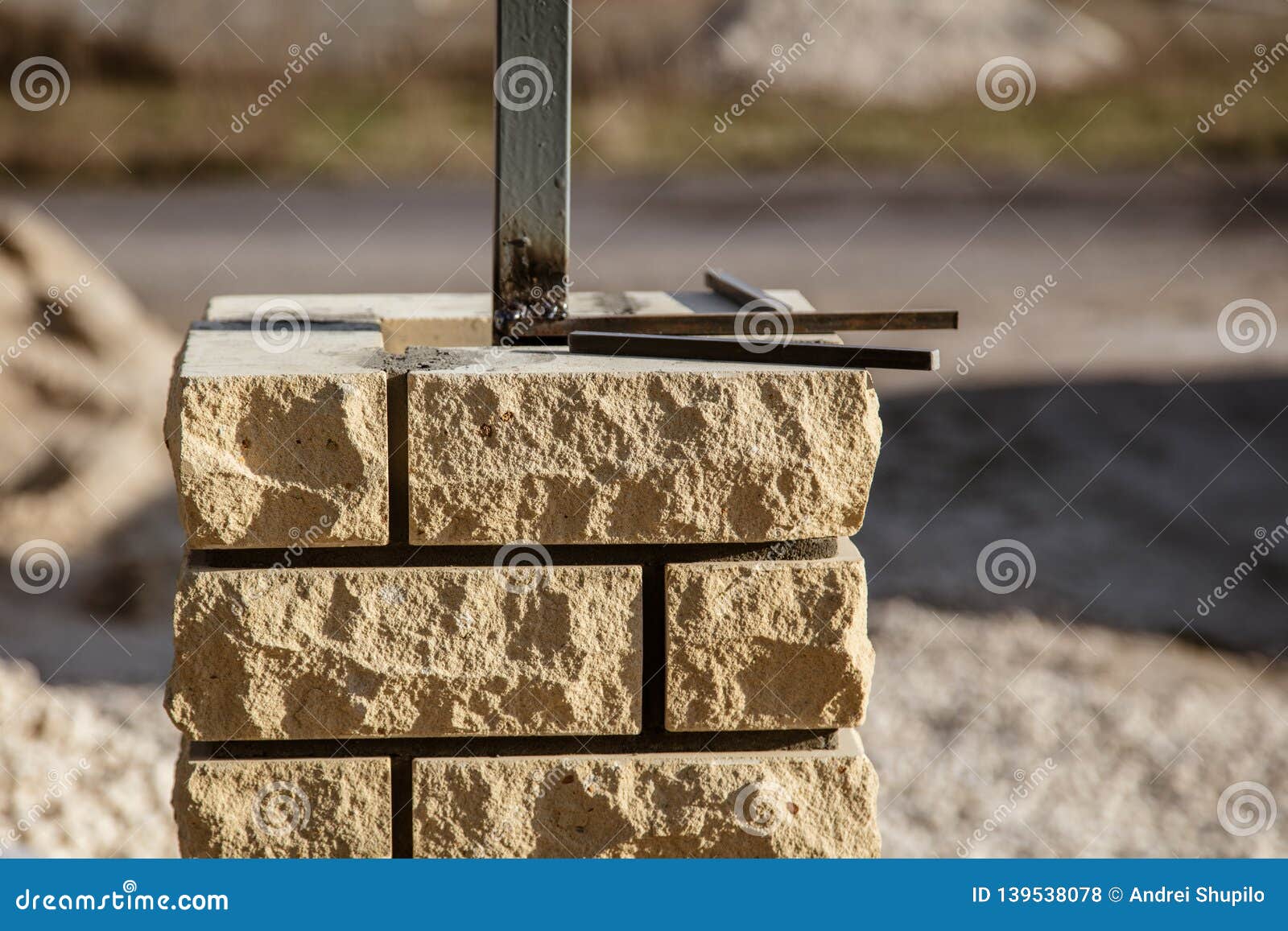 Brick Posts on a Fence As a Background Stock Photo - Image of masonry ...