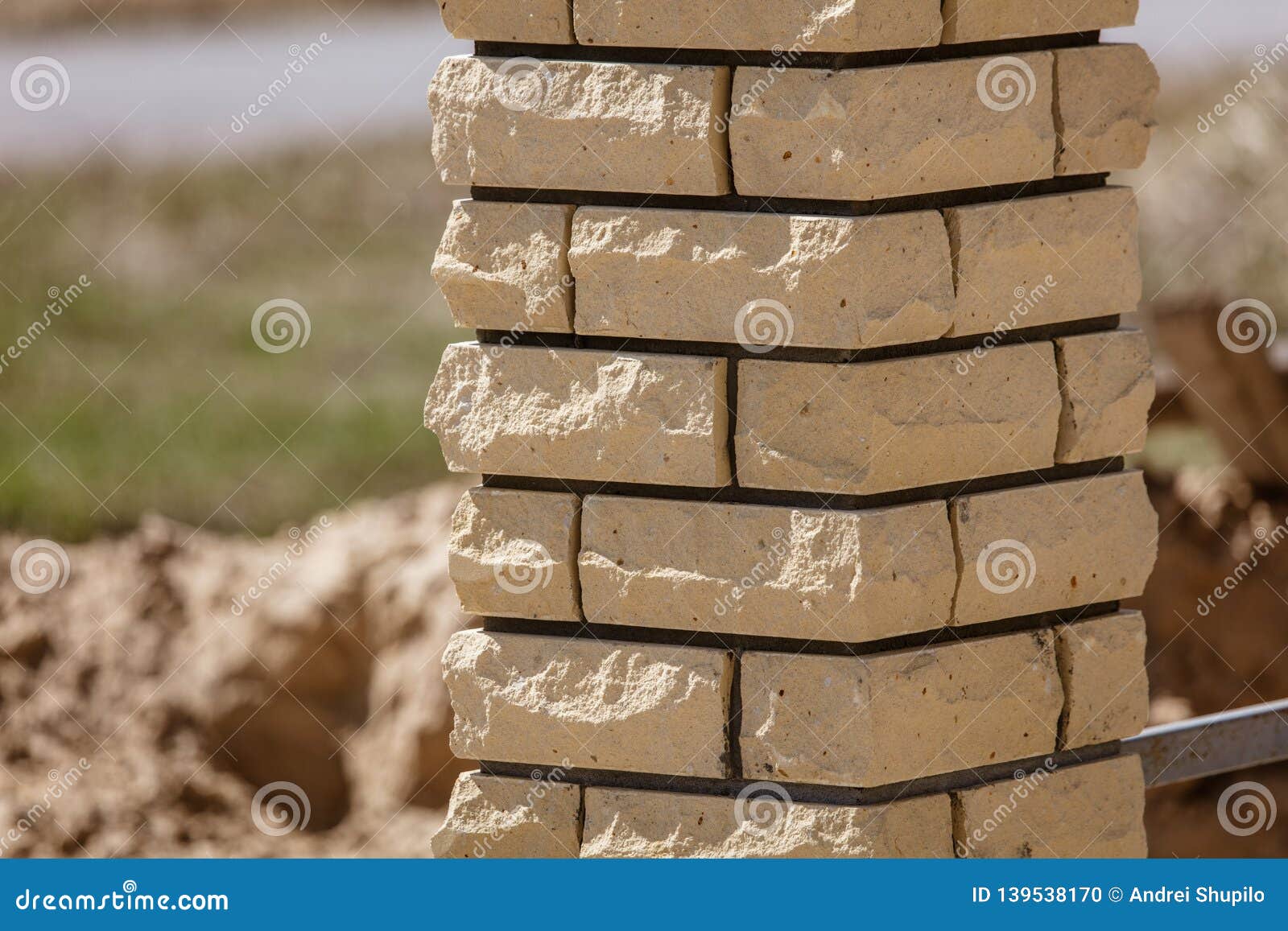 Brick Posts on a Fence As a Background Stock Photo - Image of cement ...