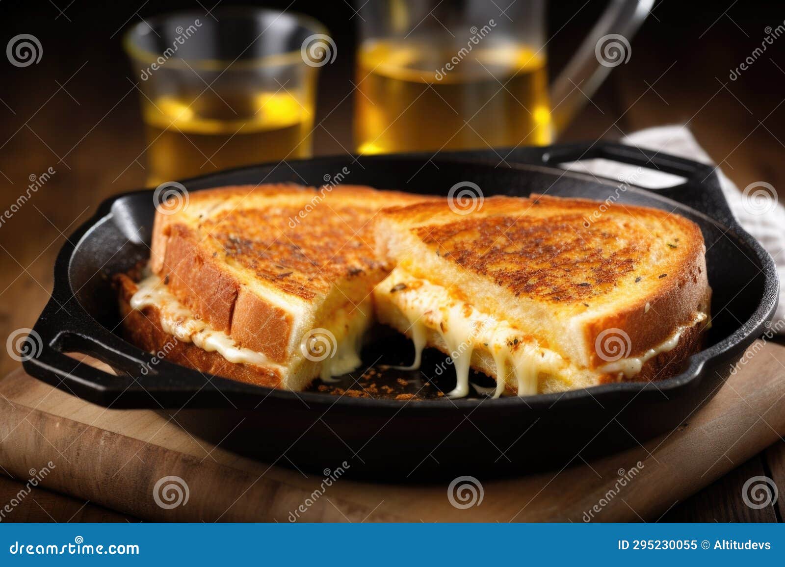 Brick-pressed Grilled Cheese Sandwich in Skillet Stock Image - Image of ...