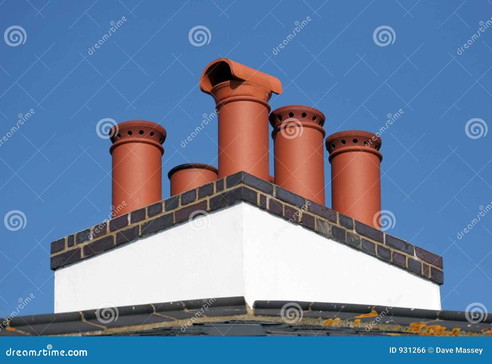 Brick Red Chimney Pots stock photo. Image of pots, clear - 931266