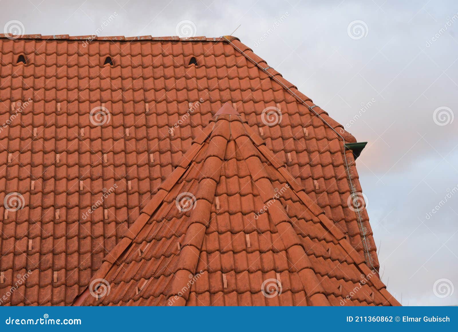 Brick roof tiles of a roof stock photo. Image of architecture - 211360862