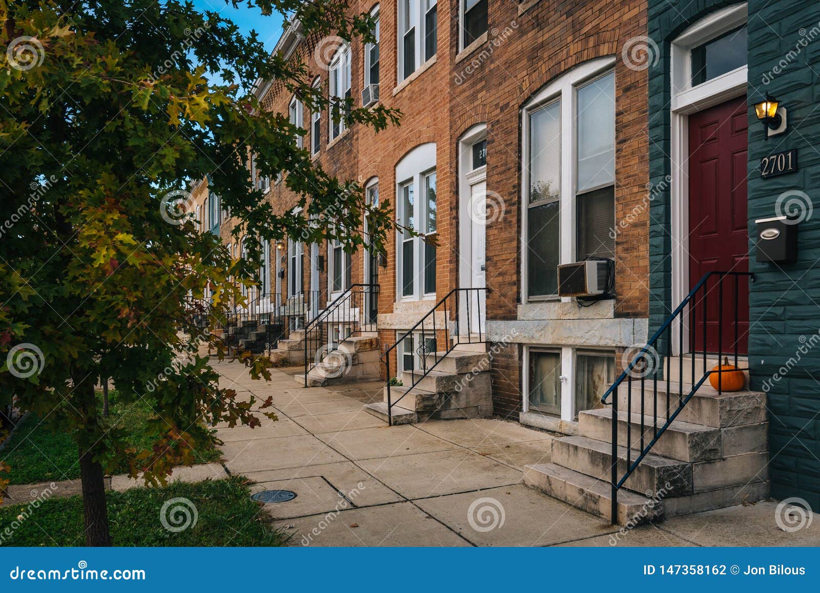 Brick Row Homes in Remington, Baltimore, Maryland Stock Photo - Image ...