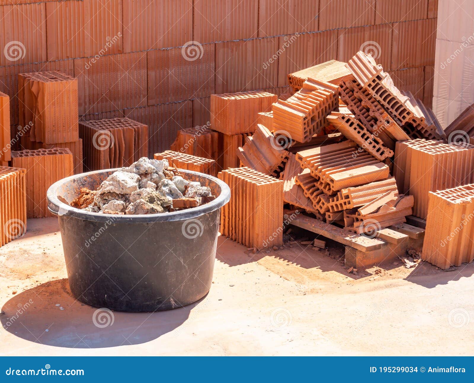 Brick Rubble and Building Rubble on a Construction Site Stock Photo ...